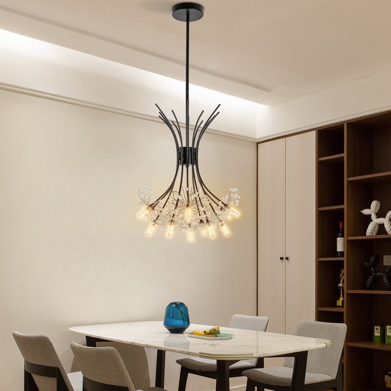 House of Hampton® 13-Light Modern Crystal Chandeliers Adjustable Height G4 Lamp Head | Wayfair